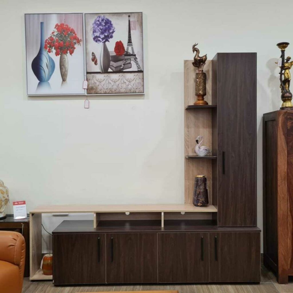 Modern Engineered Wood 4 Door Tall TV Unit With Side Door – Lakshmis ...